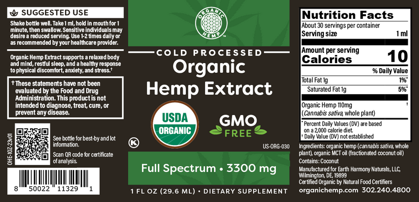 Organic Full Spectrum Hemp Extract Oil for Sleep & Stress Support ...