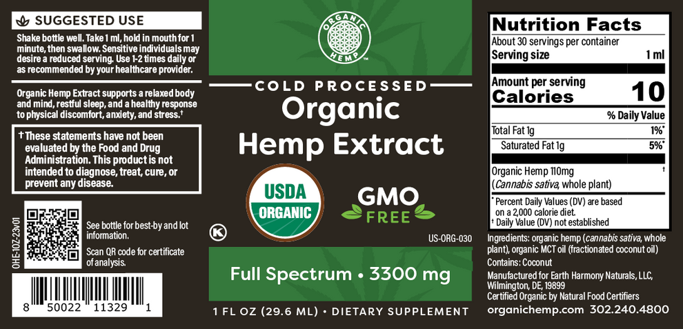 Organic Full Spectrum Hemp Extract Oil for Sleep & Stress Support ...